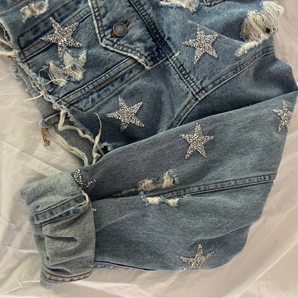 Carmar | Jackets & Coats | Carmar Denim Cropped Rhinestone Jacket ...
